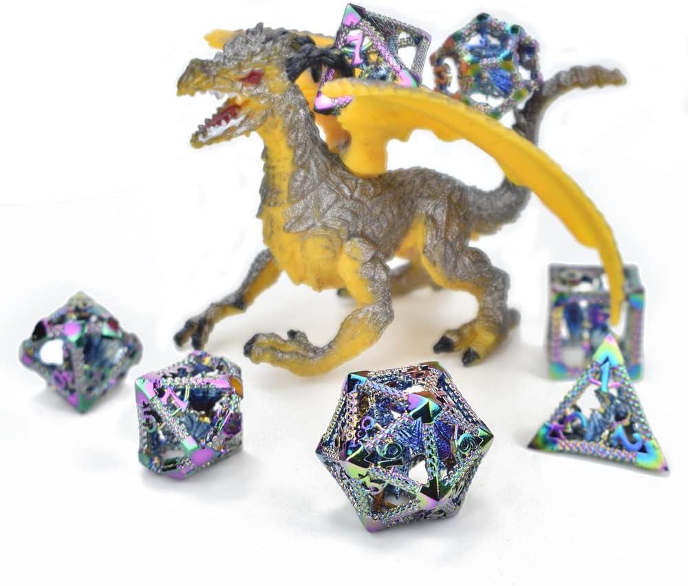 RULE DICE Metal DND Dice Set 7pcs Captive Magic Dragon Metal Dice Set ...