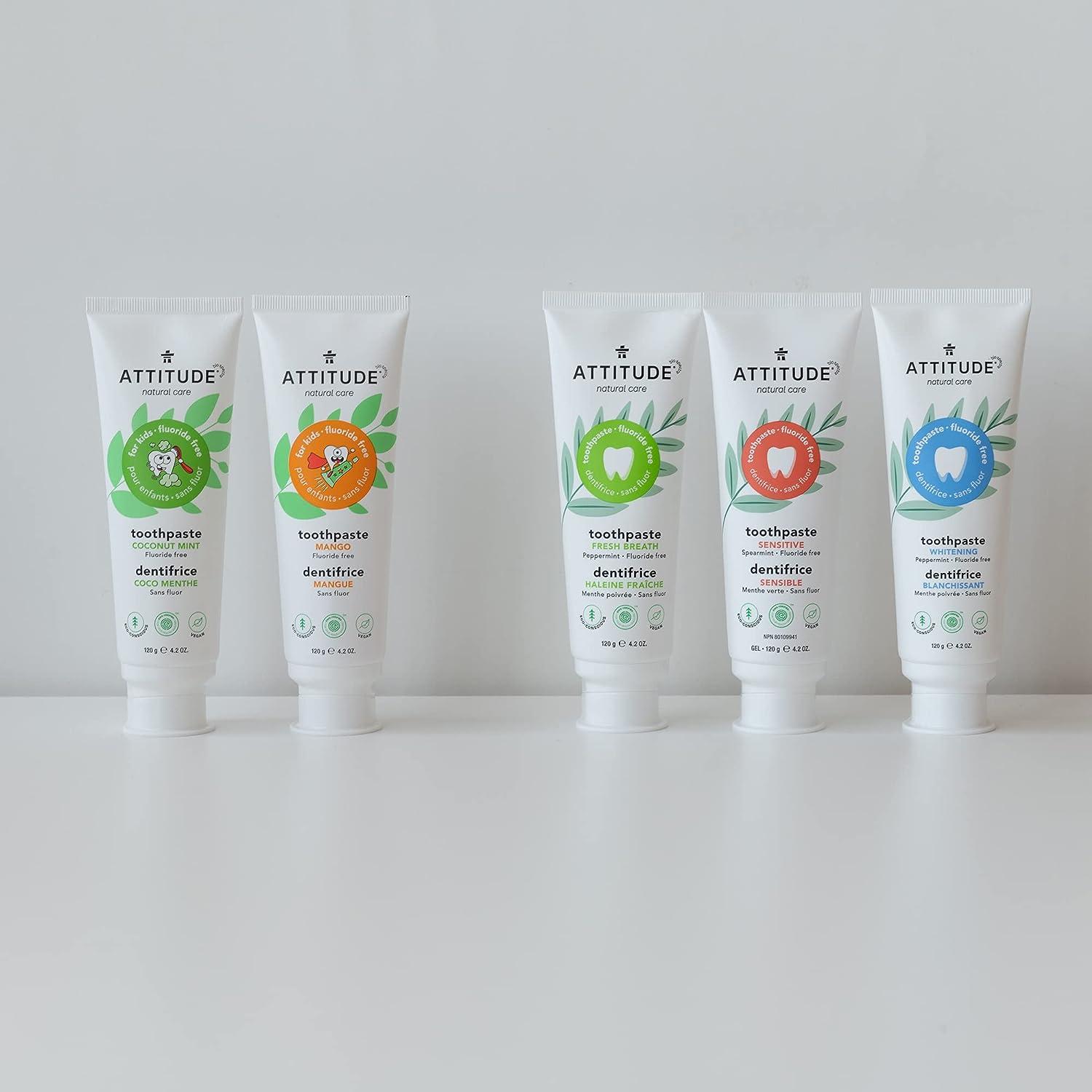 ATTITUDE Fluoride-Free Sensitive Toothpaste - Vegan, Cruelty-Free ...