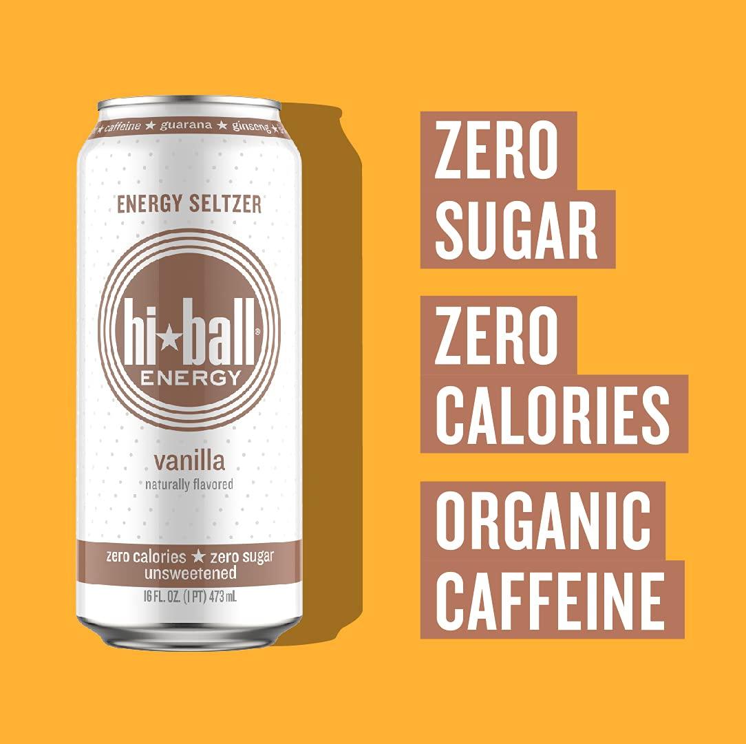 Hiball Energy Seltzer Water - Caffeinated Sparkling Water, Organic Caffeine, Zero Calorie, Sugar ...