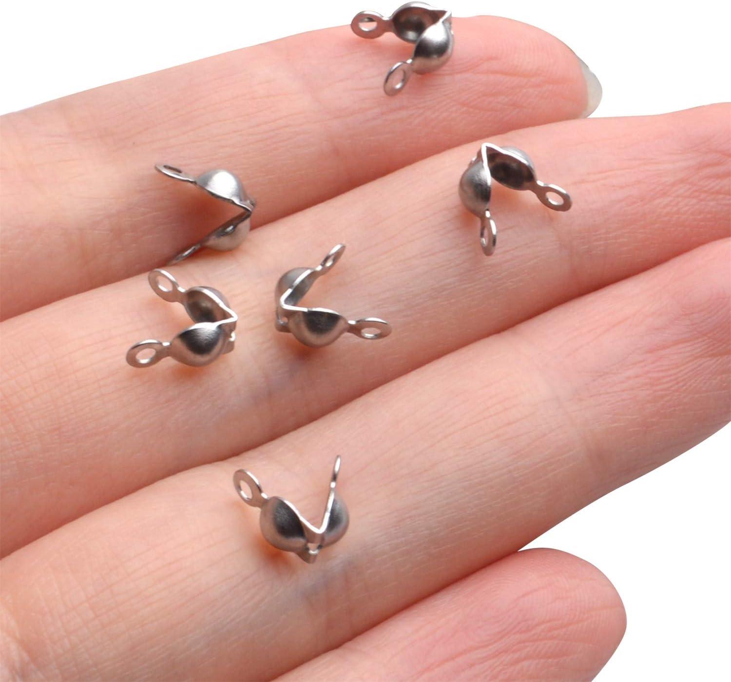 BronaGrand 200Pcs Stainless Steel Calotte Ends Clamshell Knot Covers ...
