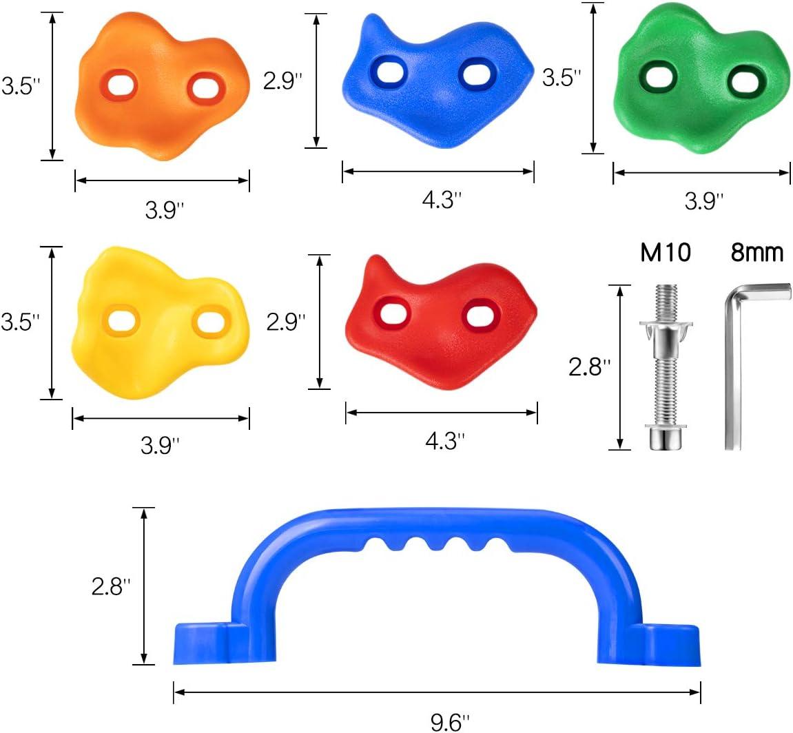 Kids Rock Climbing Holds Set - 20 Holds with 2 Safety Handles | Indoor ...