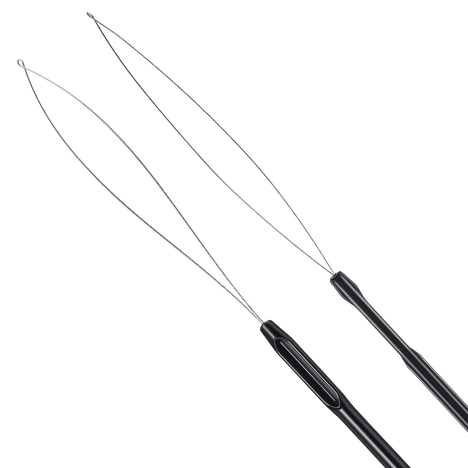 10 Pieces Hair Extension Loop Needle Threader Pulling Hook Tool Set ...