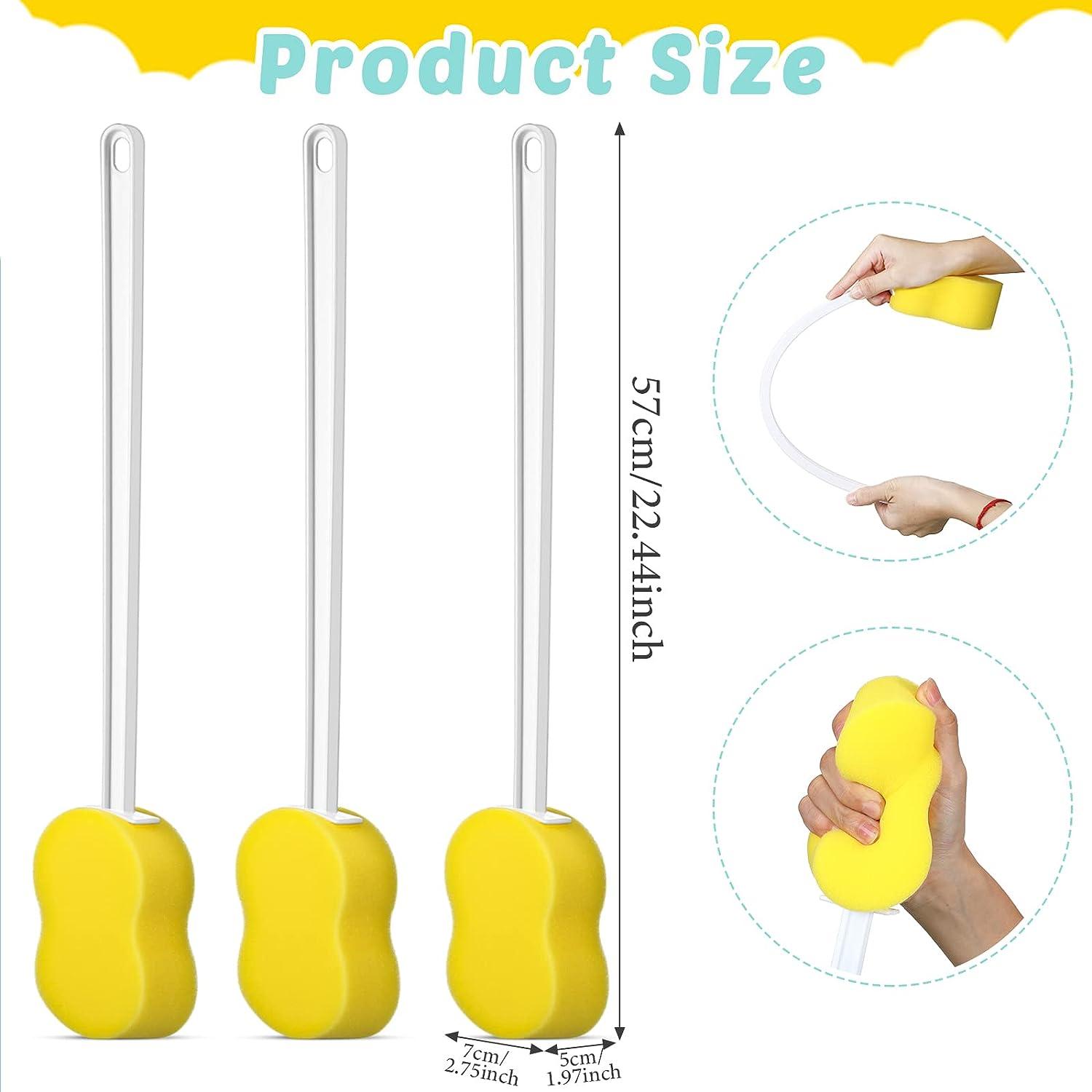 3 Long Handle Bath Sponges 22.4'' Lightweight Back Washer Handled Butt ...
