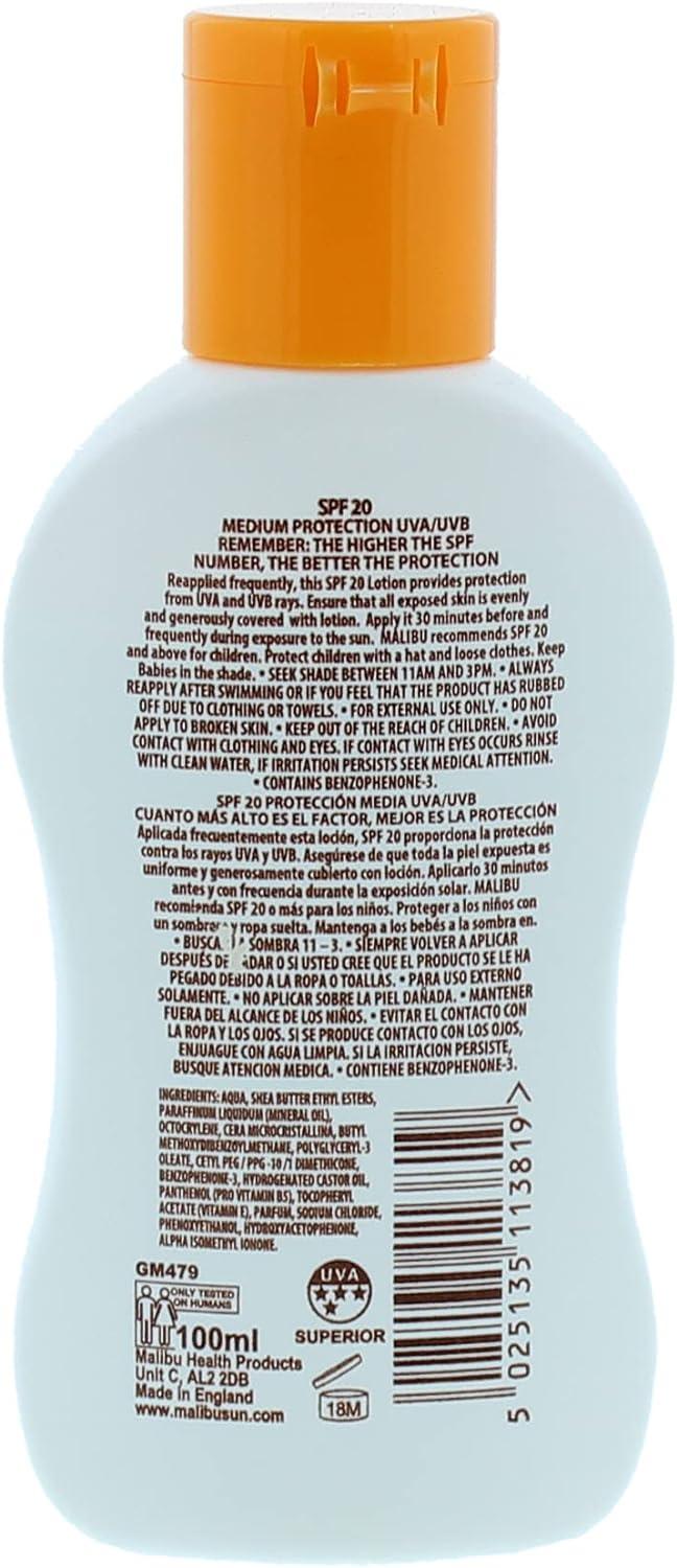 Malibu Sun SPF 20 Lotion 100ml - Medium Protection, Water Resistant ...