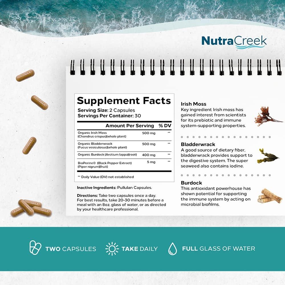 NutraCreek Sea Moss & Calcium with Vitamin D3 Supplement Bundle | 60 ...