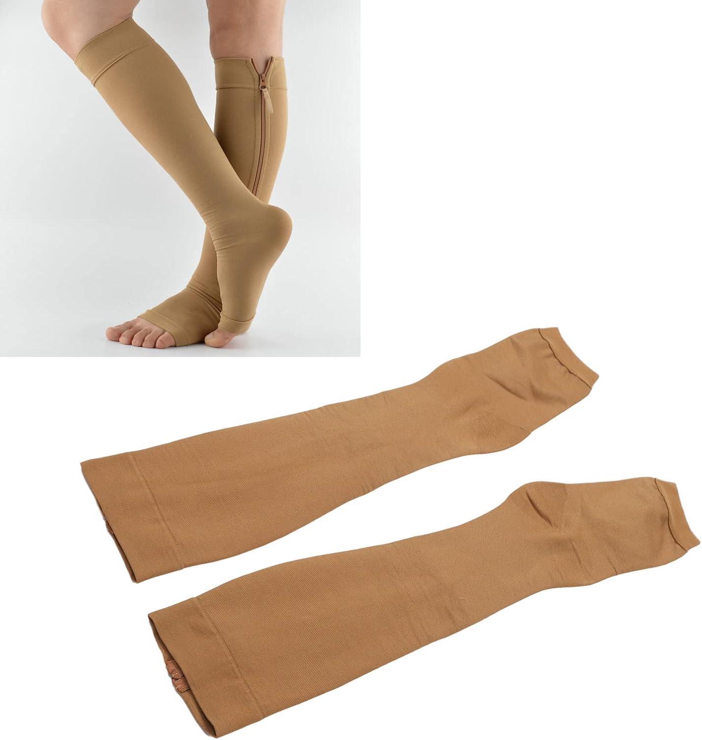 Buy Compression Socks with Zipper - Open Toe Calf Knee High Stockings ...