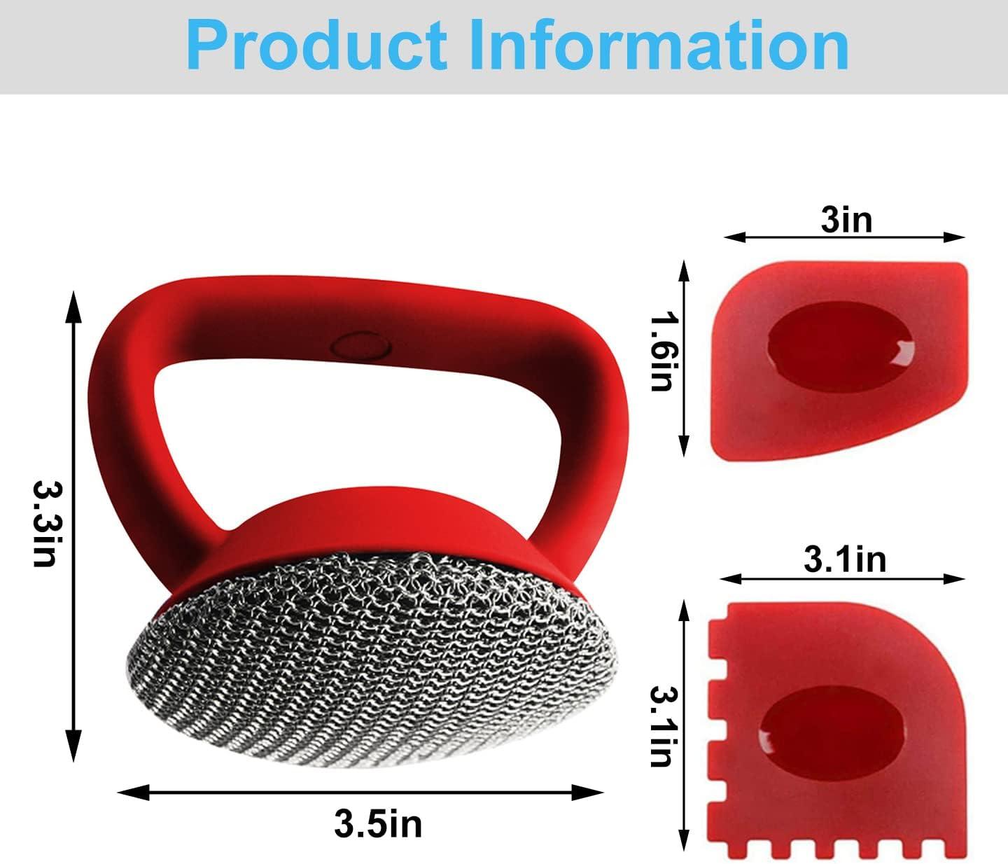 Cast Iron Scrubber and Scraper Set - Stainless Steel Chain Mail ...