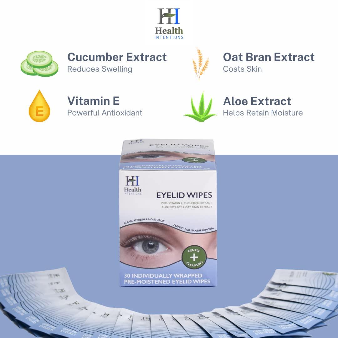 Health Intentions Eyelid Wipes for Blepharitis, Demodex, Red Eyes, Stye ...