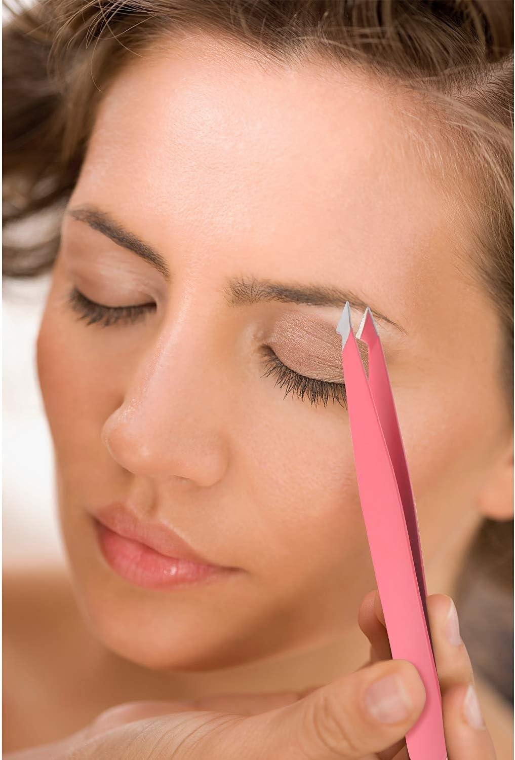 Precision Slant Tweezers Set - Professional Stainless Steel Brow ...