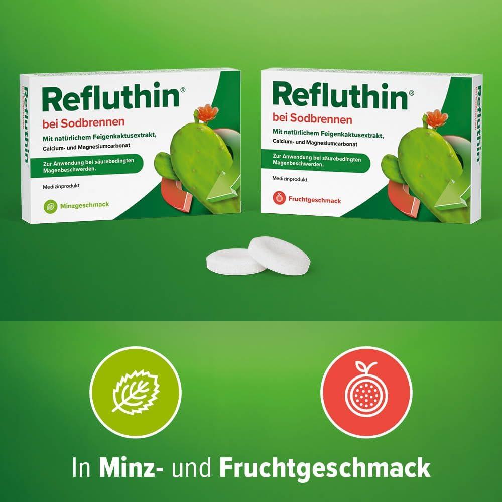 Refluthin Heartburn Relief | 48 Mint Chewing Tablets | Vegan & Gluten ...