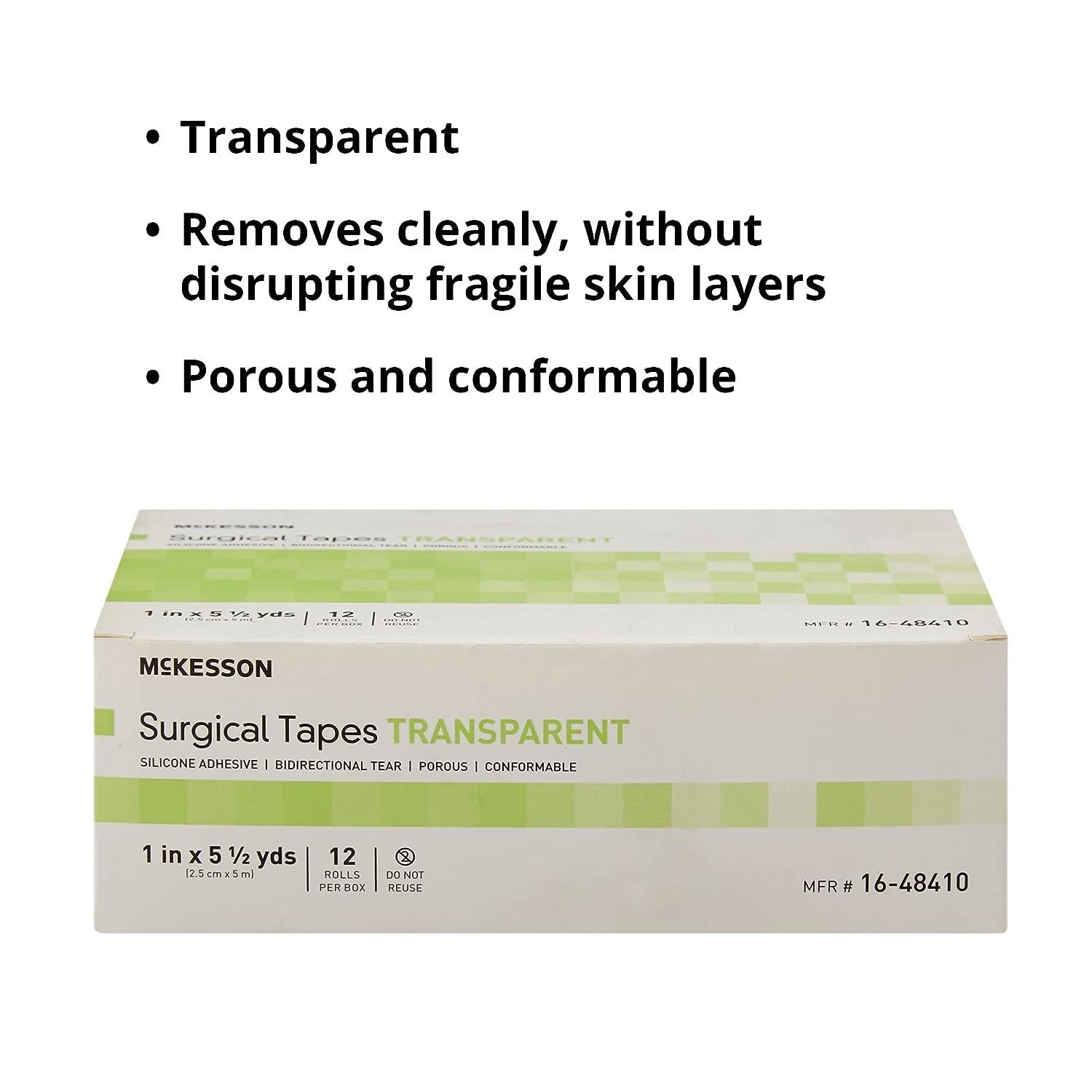 McKesson Surgical Tape 1 x 5.5 yd, Non-Sterile, Transparent Plastic ...