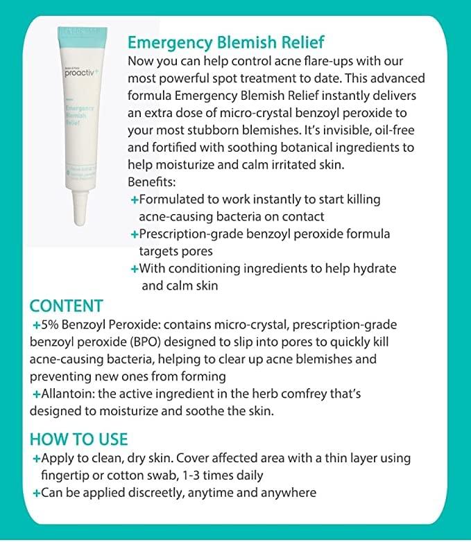 Proactiv Emergency Blemish Relief - Benzoyl Peroxide Gel - Acne Spot ...