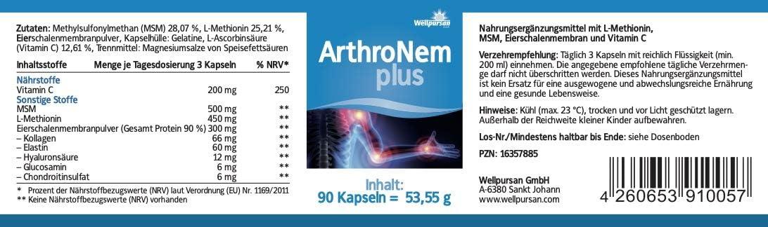 Wellpursan Arthronem Plus - 90 Joint Support Capsules with MSM ...