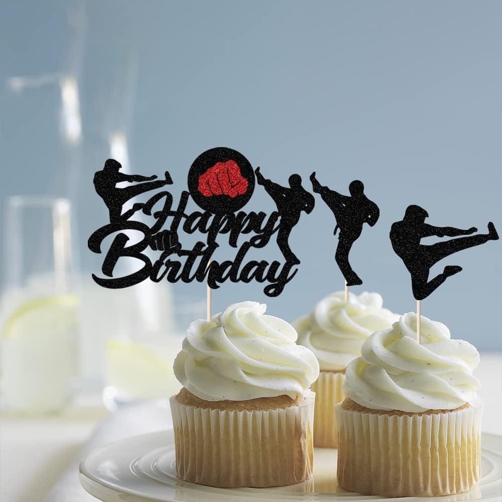 AROKIPPRY five Boxing Player Cupcake Toppers Glitter Boxing Cupcake ...