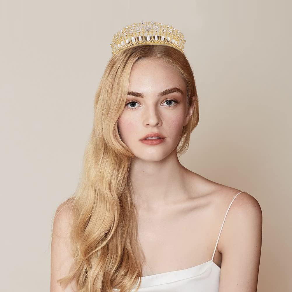 Wedding Tiara - Vofler Pearl Crown & Crystal Rhinestone Headband for ...