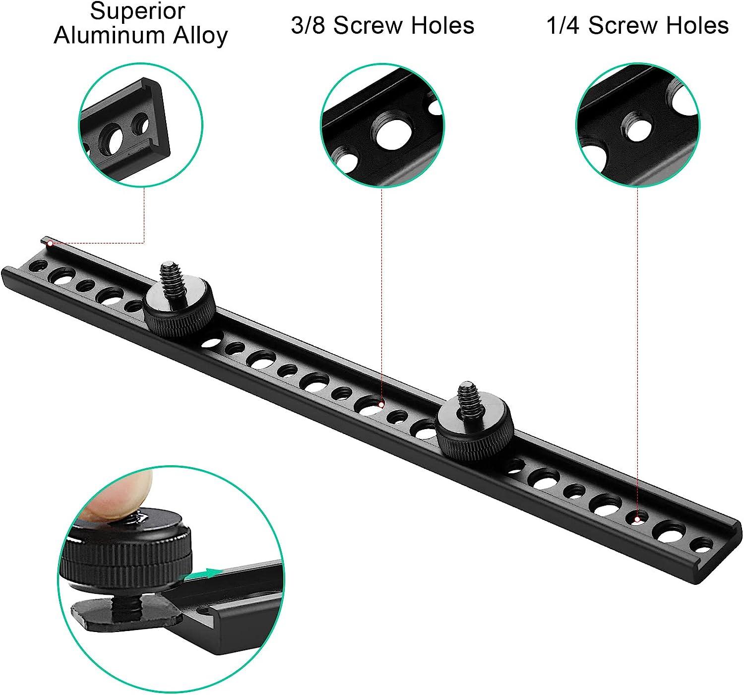 Aluminum Cold Shoe Extension Bar for Dual Camera Flash Mount - 1/4 & 3/ ...