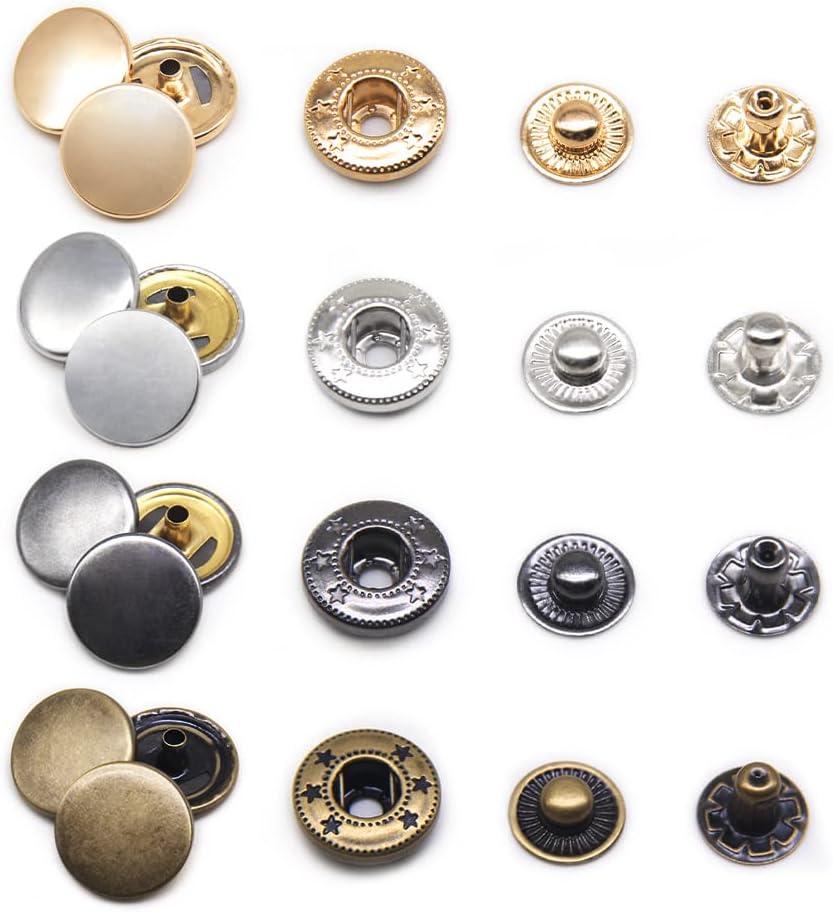 120 Set Leather Snap Fasteners Kit with 4 Setter Tools - 10/12.5/15mm ...