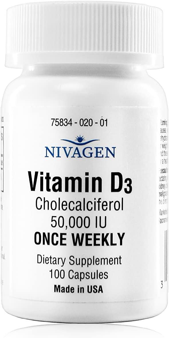 Nivagen Pharmaceuticals Inc Vitamin D3 50,000 IU Capsule (100 ct) - Pack of 1