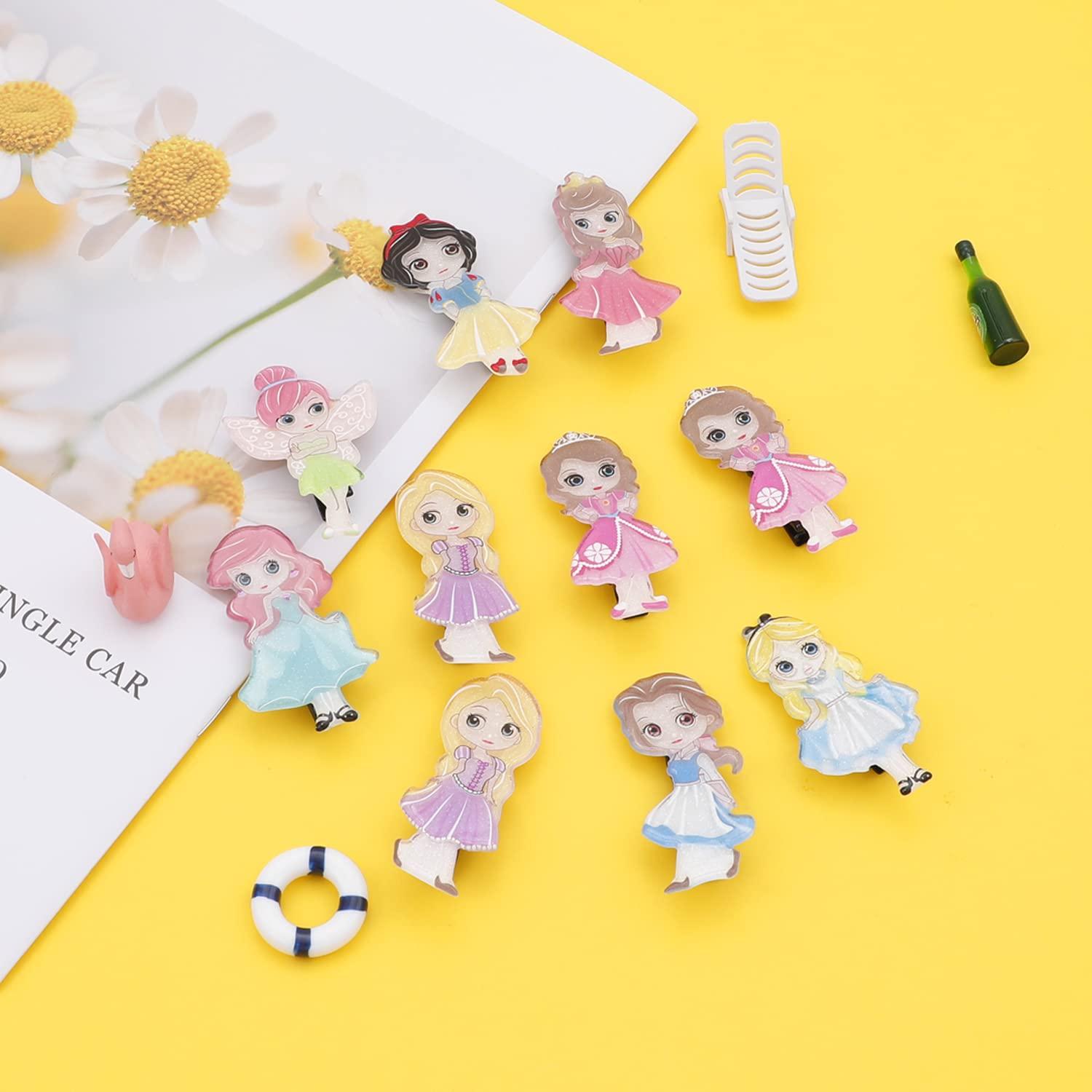 Disney Princess Hair Clips & Ties Set - Mermaid Snow White Cinderella ...