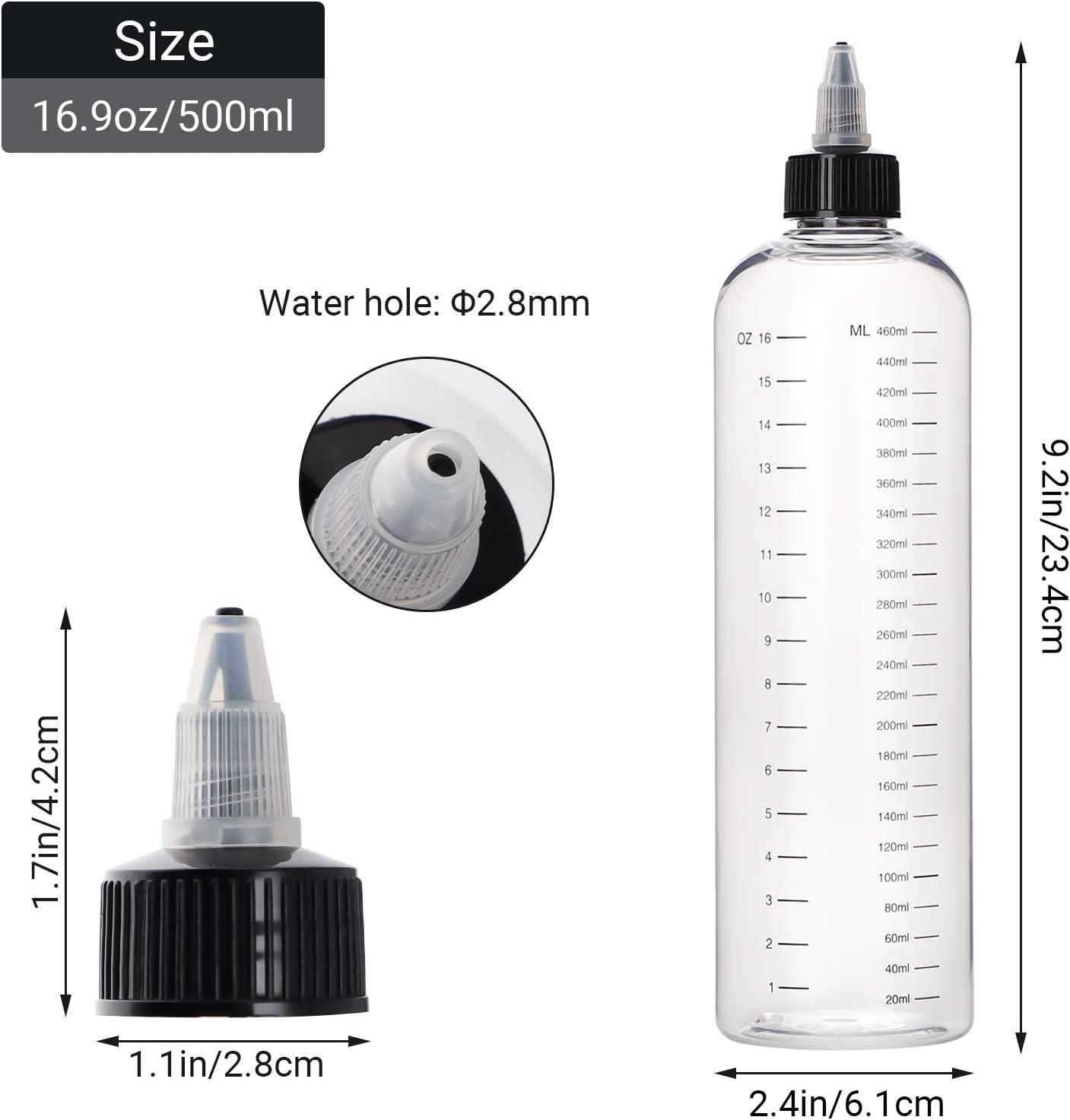 Segbeauty 16.9oz Measured Hair Dye Bottles with Twist-On Tip Cap - 2pcs ...