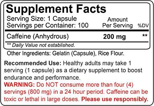 Nutrakey Caffeine Capsules - 100 Fast-Acting Energy Boosting Pills ...