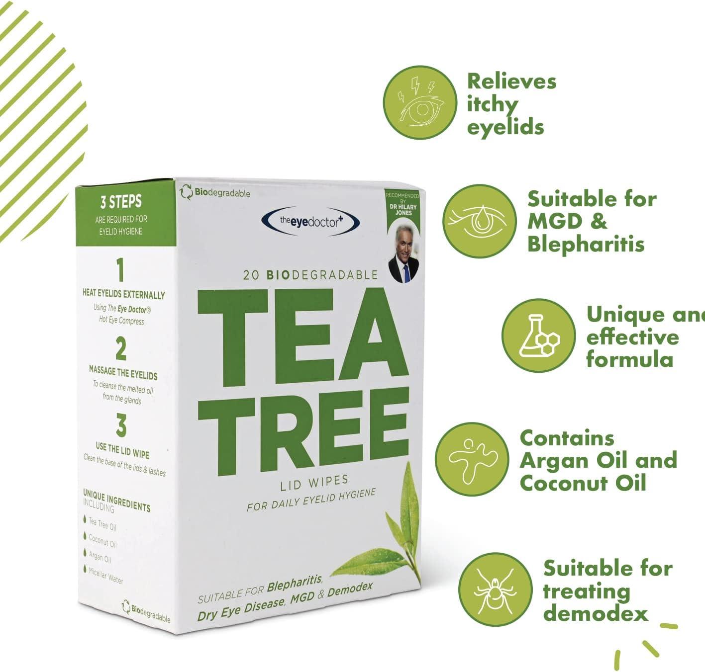 Tea Tree Eyelid Wipes - 200x Single Use | For Sensitive Eyes, Dry Eyes ...