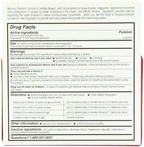 Equalactin Citrus Laxative Tablets - 48 Chewable Tabs for Nervous ...