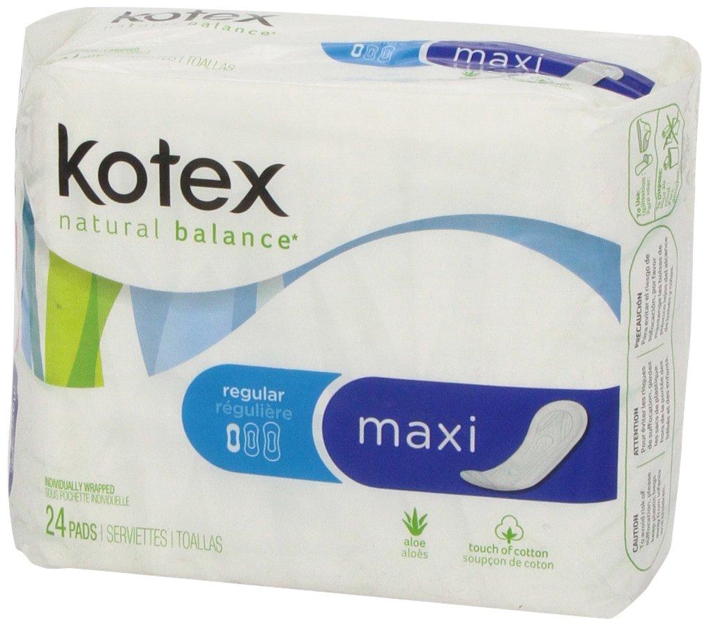 Kotex Regular Maxi Pads 24 ct - Absorbent Feminine Hygiene Protection ...