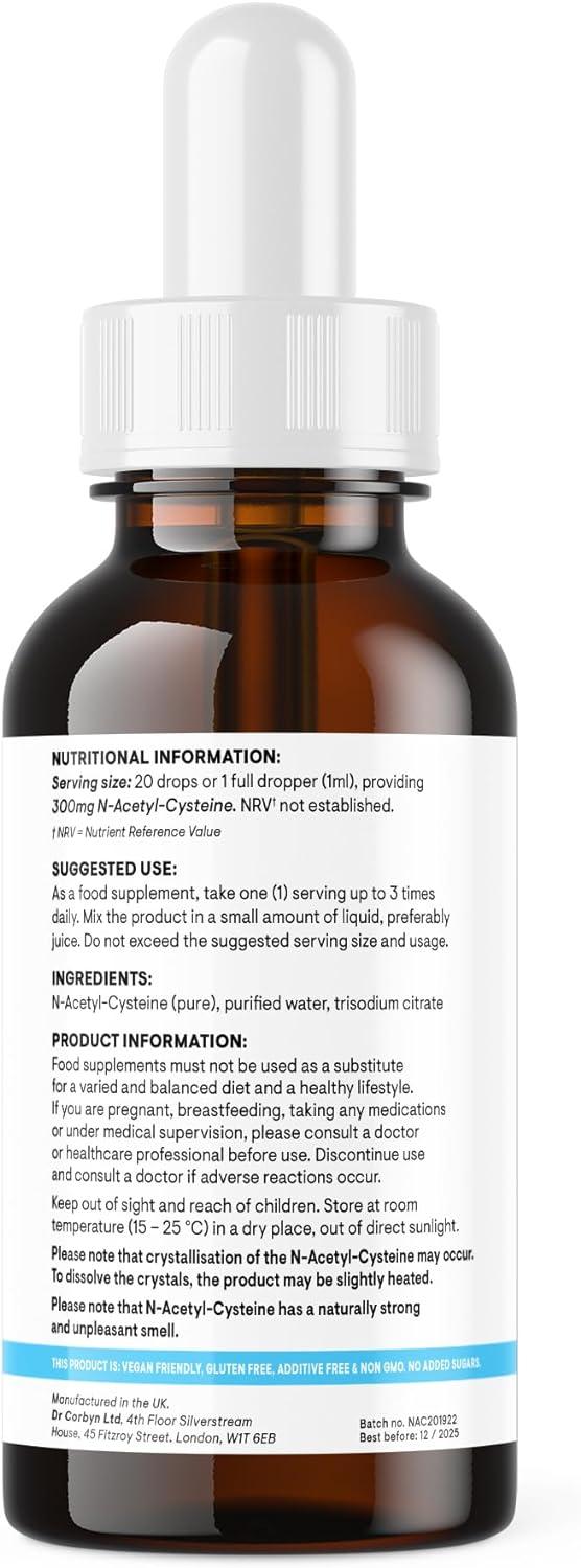 Dr Corbyn NAC N-Acetyl-Cysteine 300mg Drops - 50ml | High Strength ...