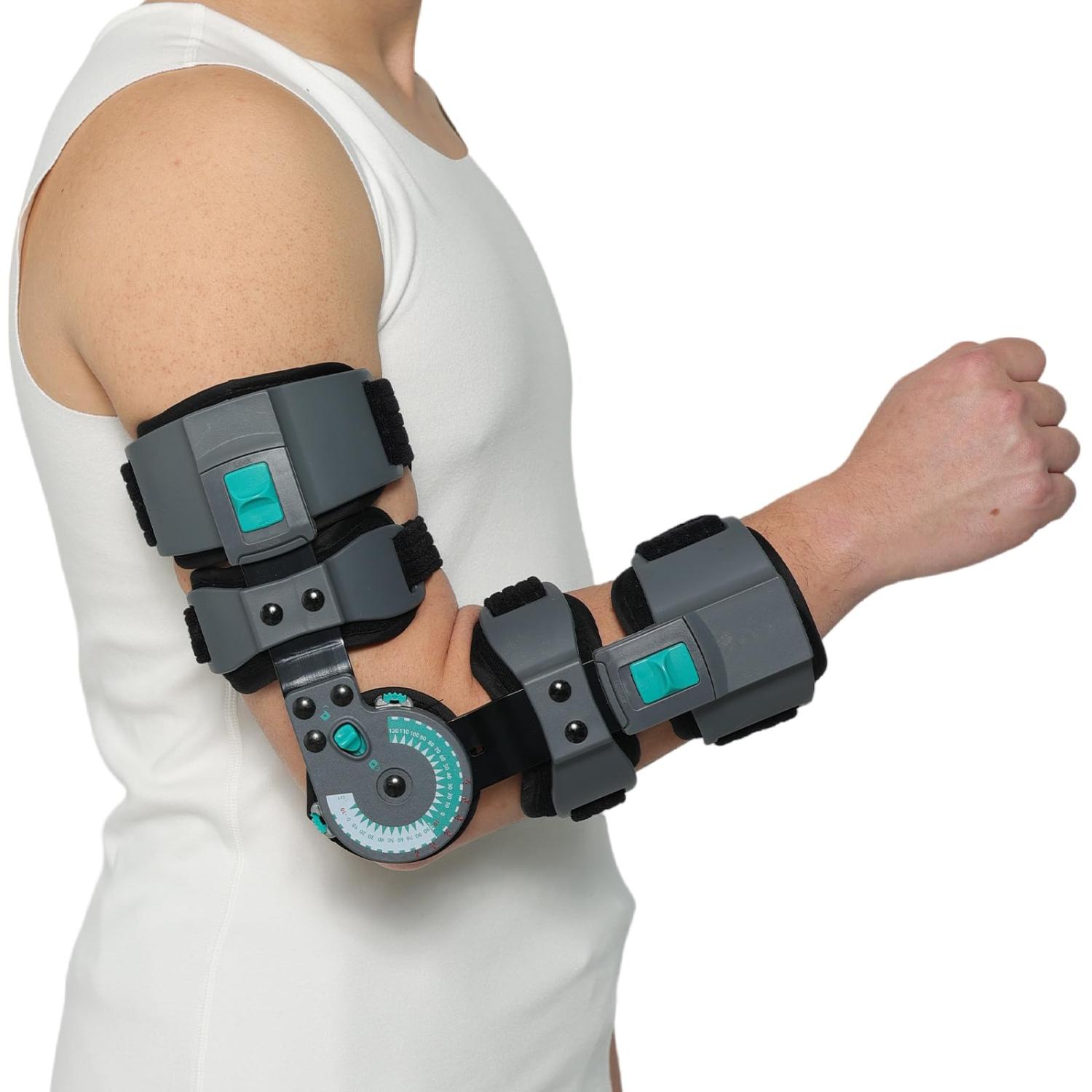 Medical Hinged ROM Elbow Brace - Post-Op Support Splint for Arm Injury ...