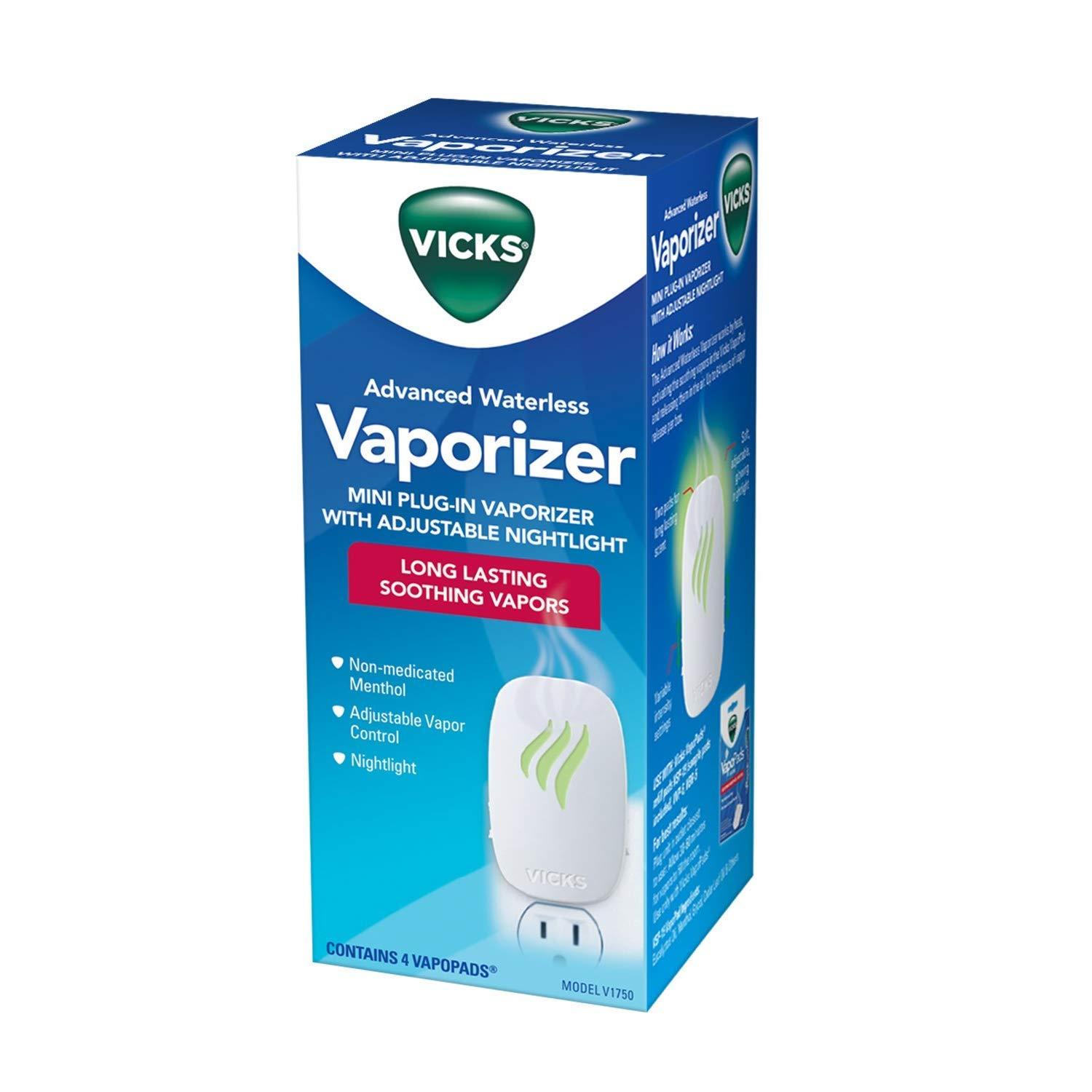 Vicks Advanced Soothing Vapors Mini Waterless Vaporizer With Nightlight ...
