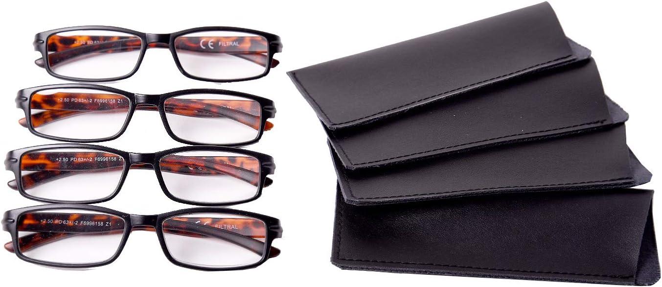 Filtral Reading Glasses Set - 4-Pack Diopter +1.0 to +3.5 | Stylish ...