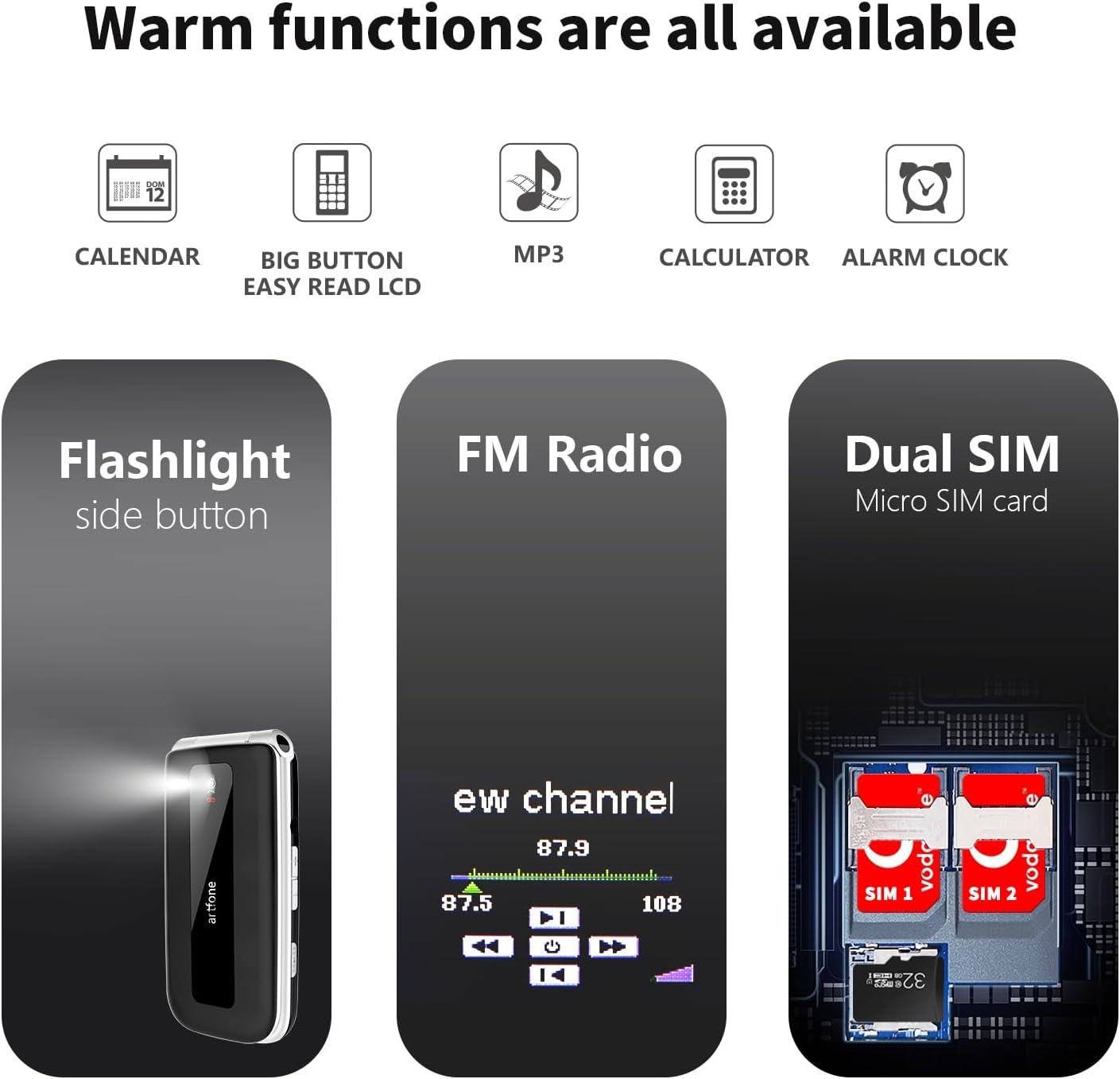 Artfone F20 Big Button Mobile Phone for Elderly | Dual SIM Unlocked ...