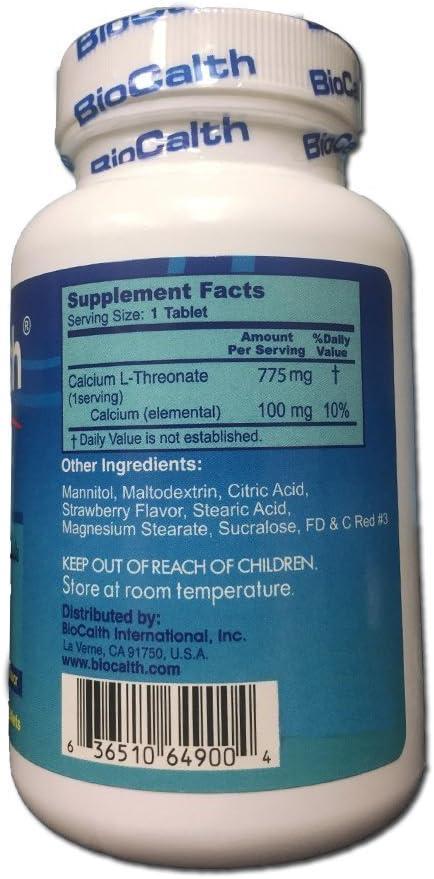 BioCalth Chewable L-Threonate Calcium Tablets - Strawberry Flavor | Buy ...