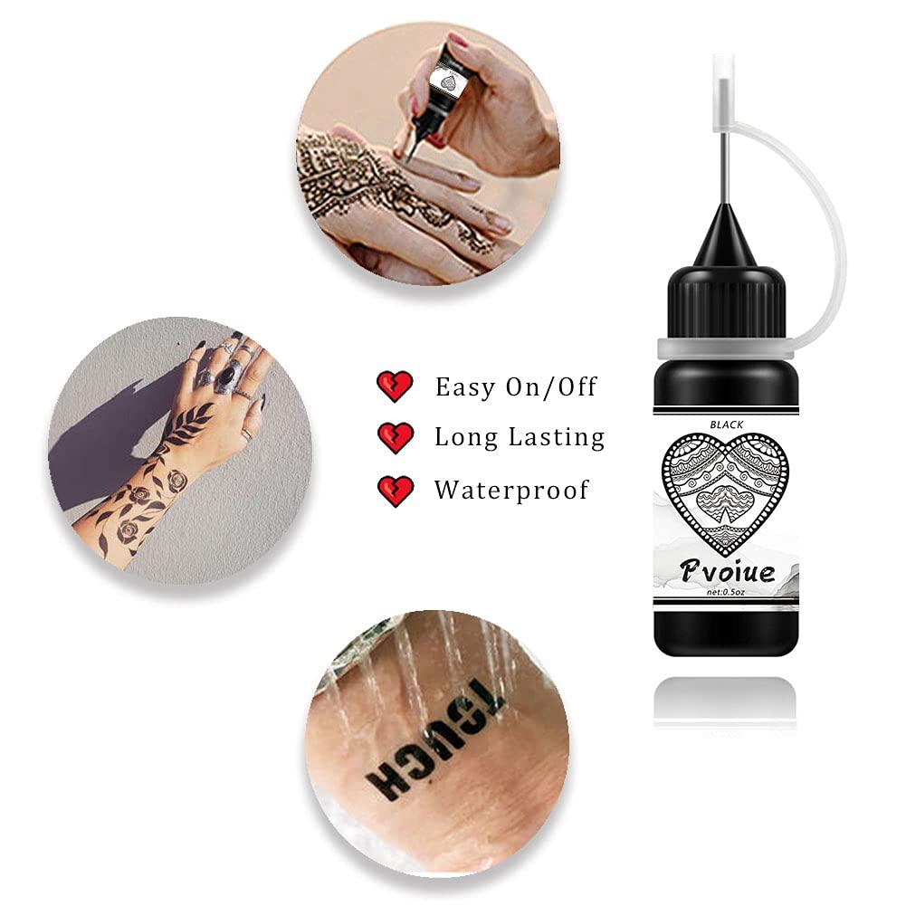 Temporary Tattoos Kit - 4 Pcs with 3 Colors | DIY Tattoos for Women, Kids & Men - 78 Pcs ...