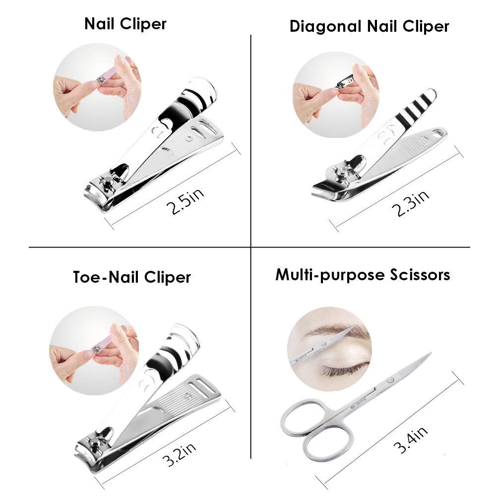 UOWGA 17 Piece Manicure Pedicure Set - Stainless Steel Nail Grooming ...