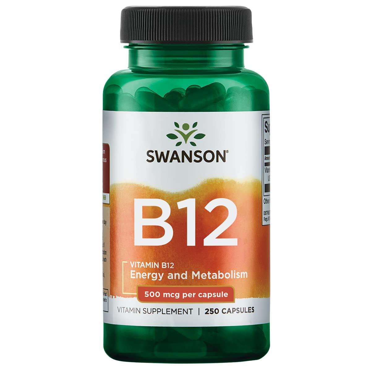 Swanson Vitamin B12 (Cyanocobalamin) 500mcg - Energy & Nervous System ...