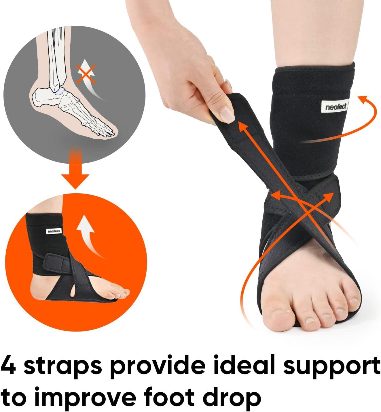 NEOFECT Drop Foot Brace Black Left - AFO Foot Drop Brace for Walking, Stroke Recovery Equipment ...