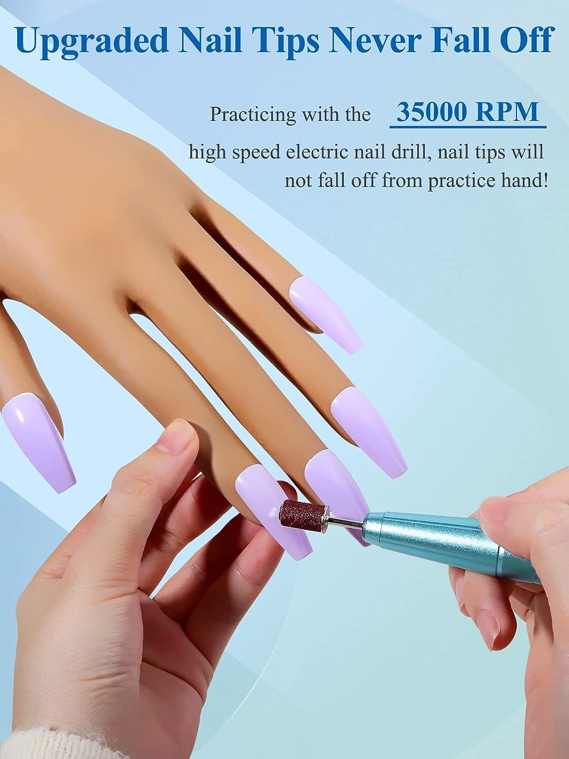 Flexible Silicone Practice Hand for Acrylic Nails with 100PCS White ...