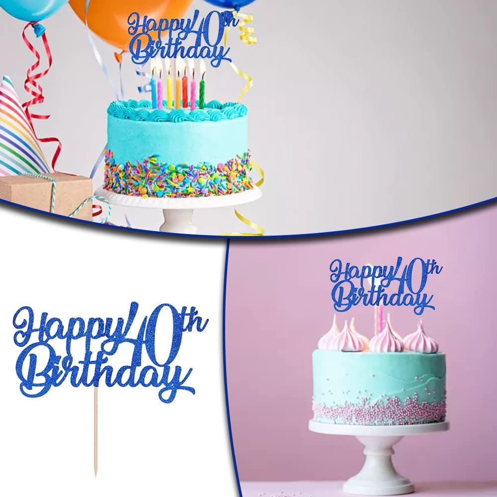 Personalised Cake Topper Happy 40th Birthday Cake Decoration Sparkling ...