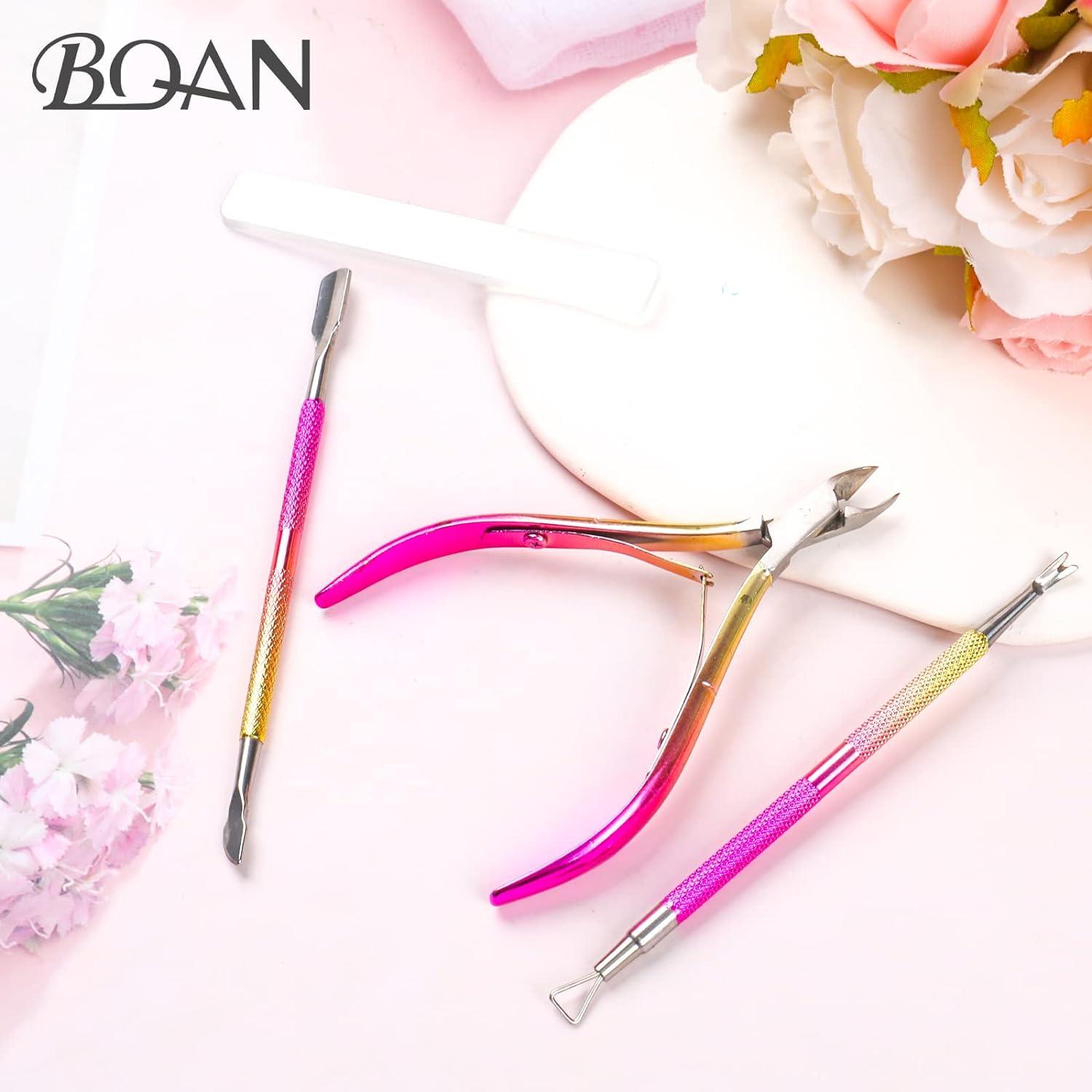 Gold Pink Cuticle Trimmer Set - Nail Scraper, Dead Skin Clipper ...