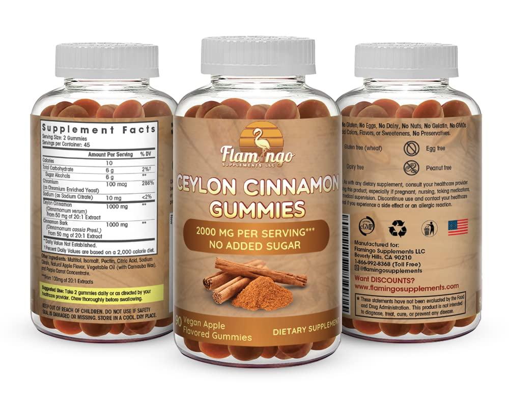 Sugar Free Ceylon Cinnamon Gummies 2000mg - Vegan & USA-Made - 90 Count ...