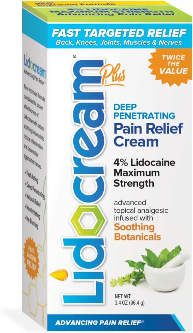 Lidocream Pain Relief Cream 4% Lidocaine - Natural Numbing Anti ...