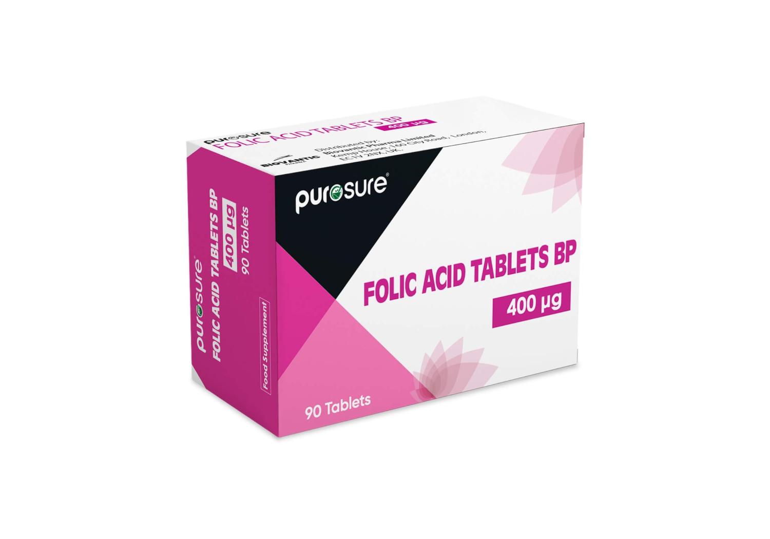 PuroSure Folic Acid 400mcg Tablets - 90 Count - Pregnancy Care & Immune ...