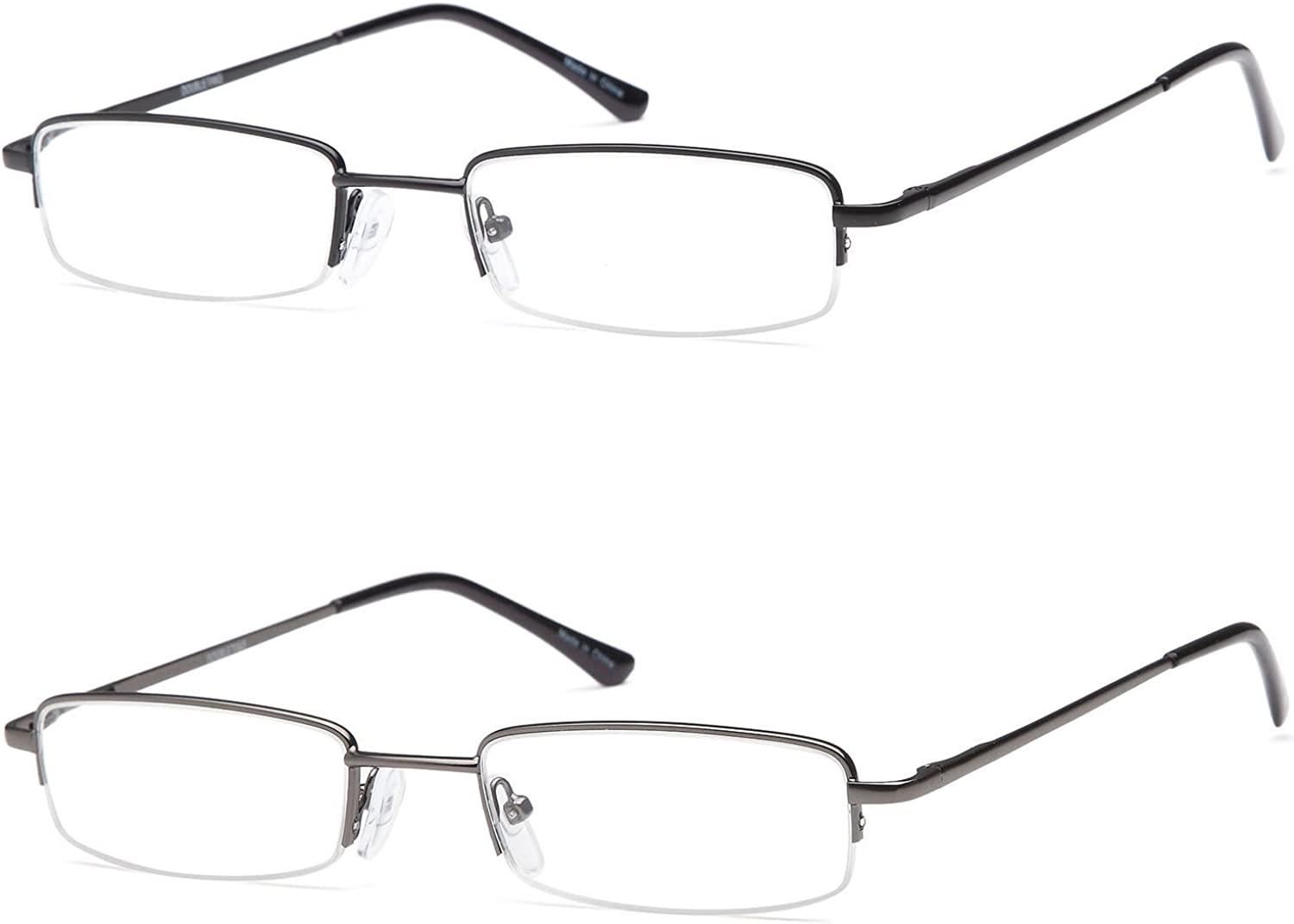 DOUBLETAKE Reading Glasses 1.75x - 2 Pairs with Compact Case | Semi ...