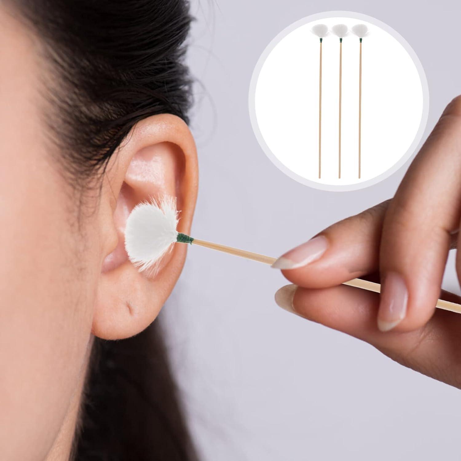12Pcs Bamboo Handle Goose Hair Ear Pick - Ear Wax Remover & Cleaner ...