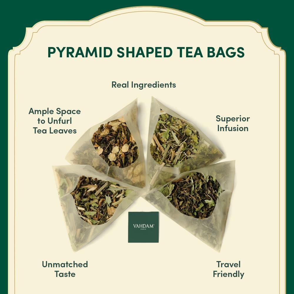 VAHDAM Black Tea Sample Set - 5 Flavors 20 Pyramid Bags | Tea Variety ...