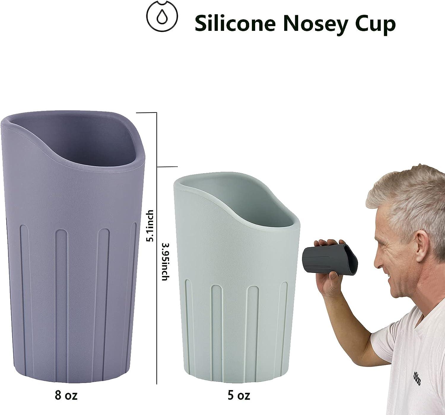 GUDUGUDU Silicone Nosey Cup Combo (5oz & 8oz) for Elderly - Easy Drink ...