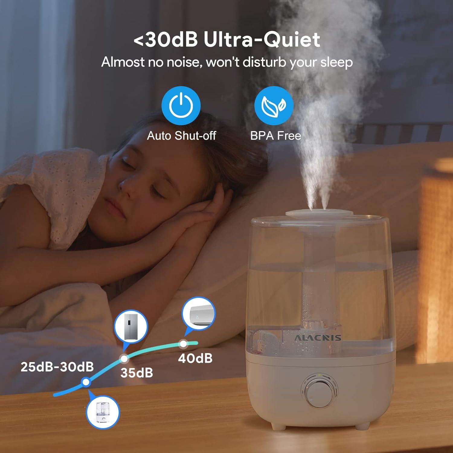 ALACRIS Air Humidifier 4L Large Humidifiers for Bedroom & Baby Room ...