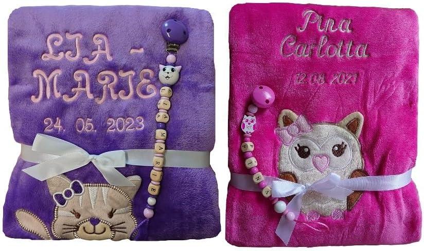 Personalized Baby Blanket & Pacifier Band | Custom Embroidered Baptism ...